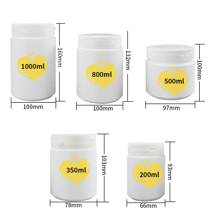 Wholesale HDPE 200g 350g 500g 800g 1000g Wide Mouth Supplement Protein Powder Container Jar with ...