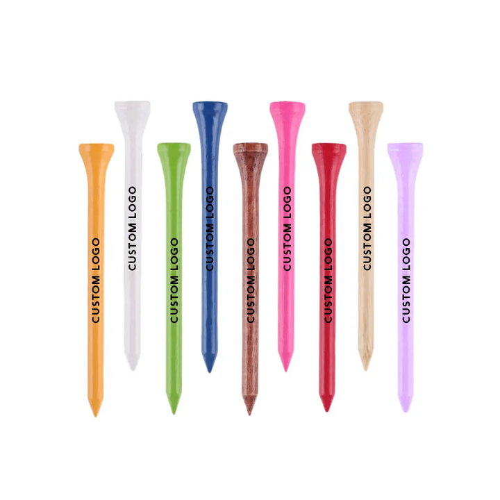 Custom Colorful Wooden Golf Tees Multi-Logo Bamboo 83mm and 70mm Length ...