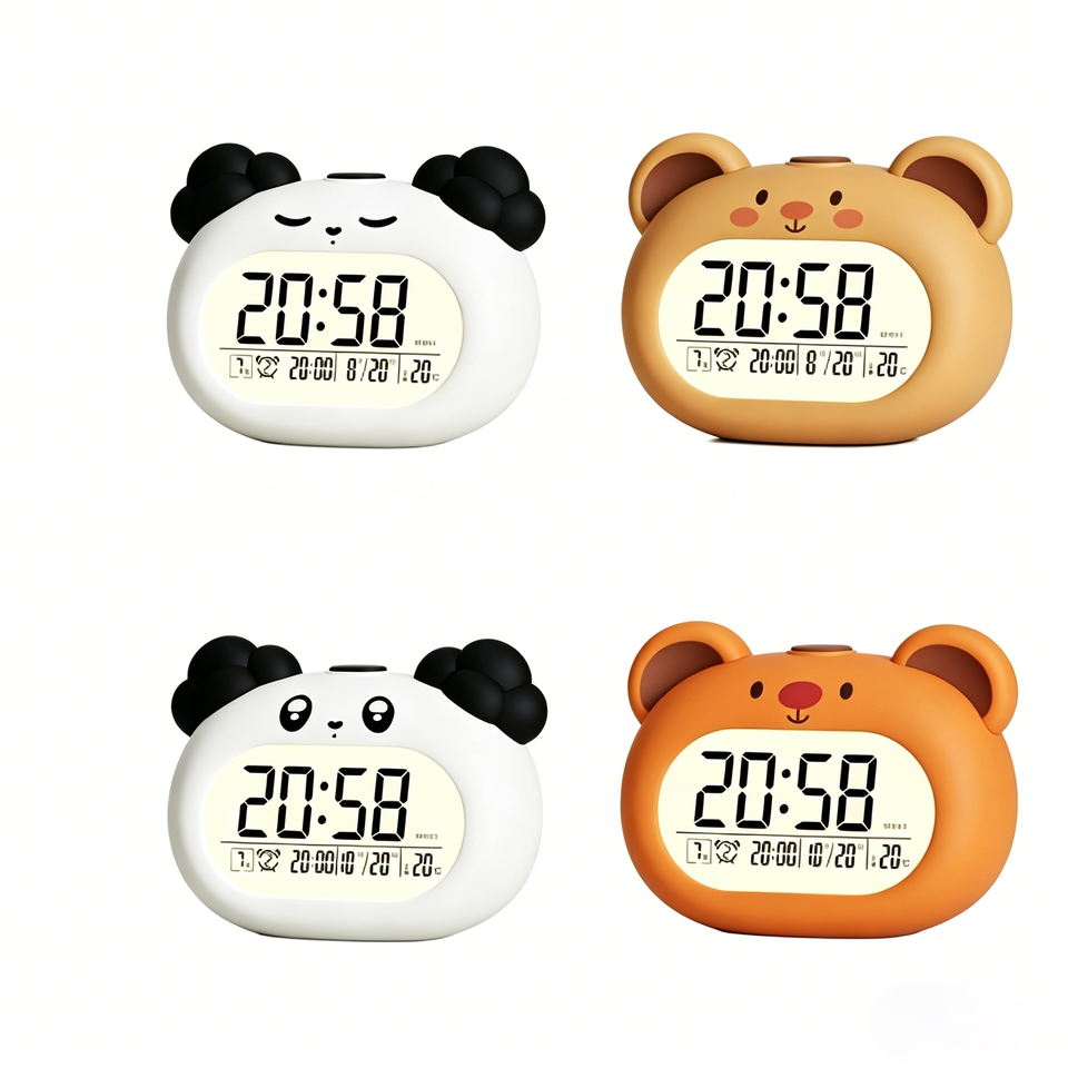 Plastic Cartoon Shape Table Alarm Clock With Minimalist Design Silent ...