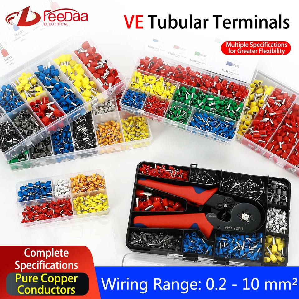 VE Tube Type Brass Insulated Pin Single Double Tubular Cable Wire Crimp ...