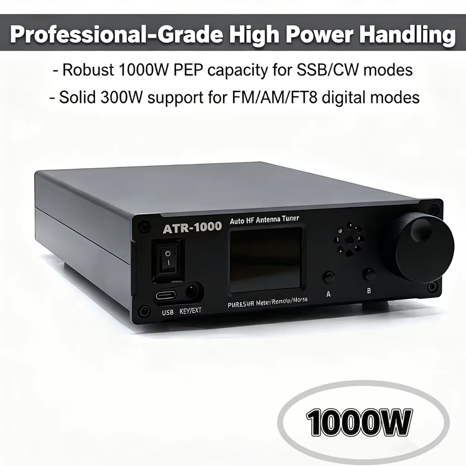 ATR-1000 1000W Automatic Antenna Tuner 1.8-30MHz HF Shortwave Tuner for ...