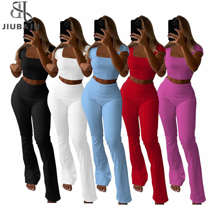 Solid Casual Matching Set Outfits for Women Two Piece Set Sporty ...