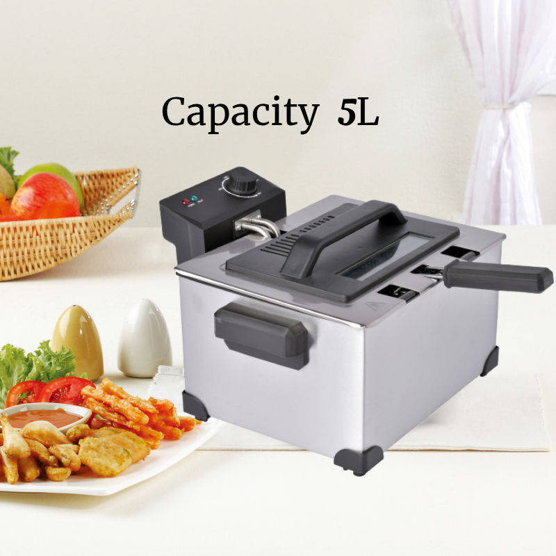 DF725 Electric 5L Deep Fryer with 2 Knob Timer & Temperature Control ...