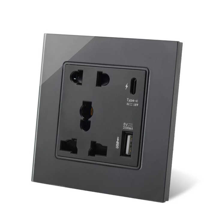 Wall Socket With Type C Interface USB Charging 18W 4A 13A Universal ...