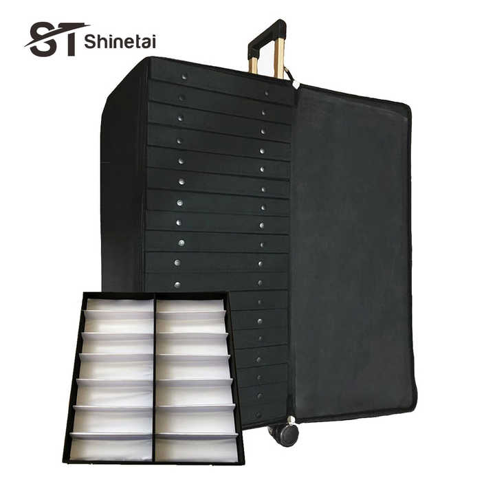 Customizable 10-Tray Sunglasses Display Cabinet & Storage Suitcase