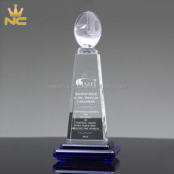 New Design K9 Crystal Glass NFL Souvenir Trophy - Customizable