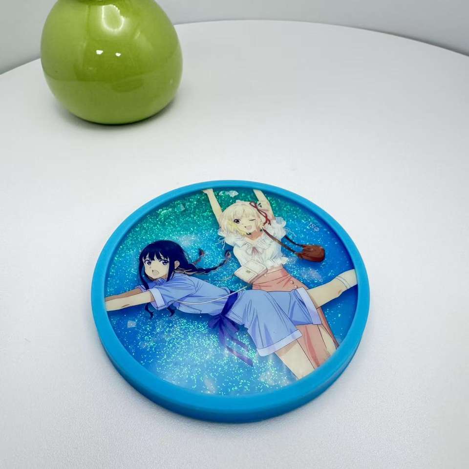 Custom Clear Eco-Friendly Acrylic Coasters with Quicksand Design ...