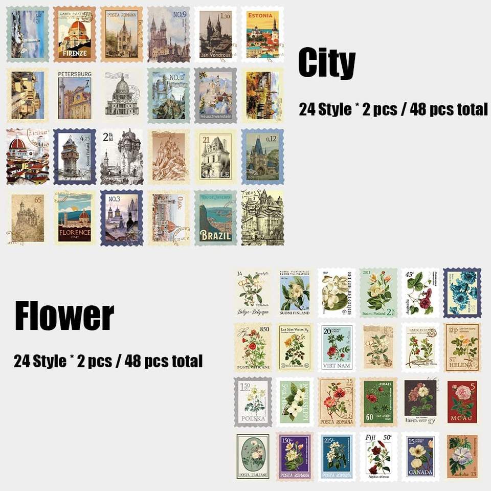 Stamp Stickers - Vintage Postage for Crafting & Mailing