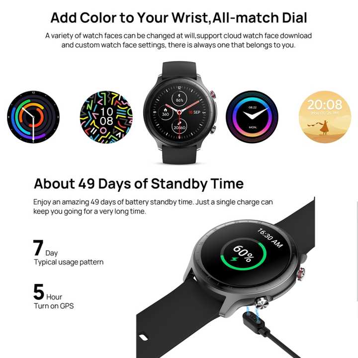 Original DOOGEE CR1 Pro 1,28-Zoll-TFT-Bildschirm Smart Watch 5ATM ...