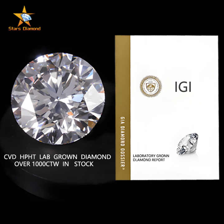 Wholesale IGI Certified Lab-Grown Diamonds 2 ct Carat 8mm Round Excellent Cut CVD HPHT VVS2 D ...