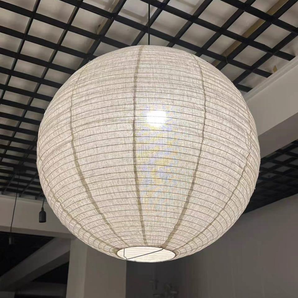 Wabi Sabi Style Round Ball Linen Pendant Lamp for Dining Room Kitchen ...