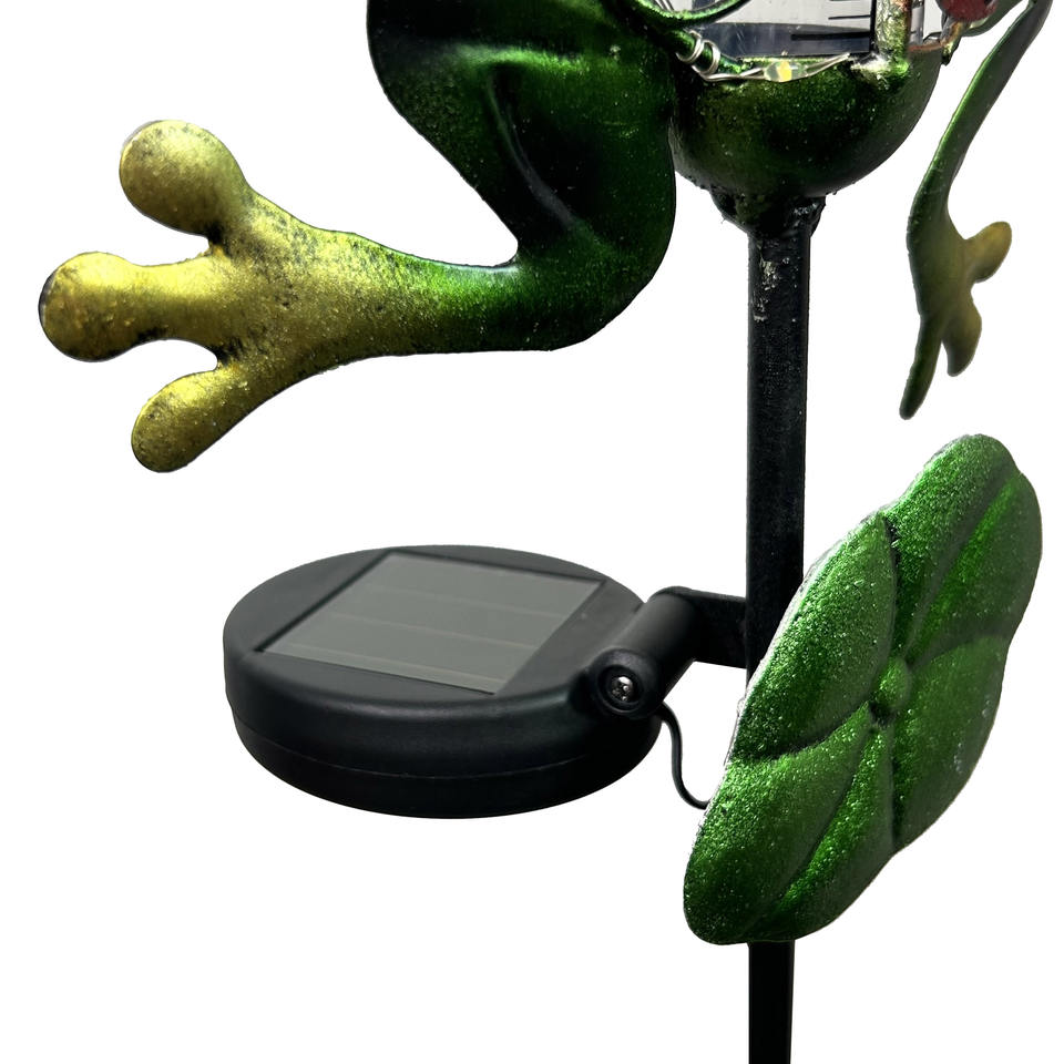 Modern Solar Wrought Iron Frog Rain Gauge Outdoor Garden Metal Rain ...