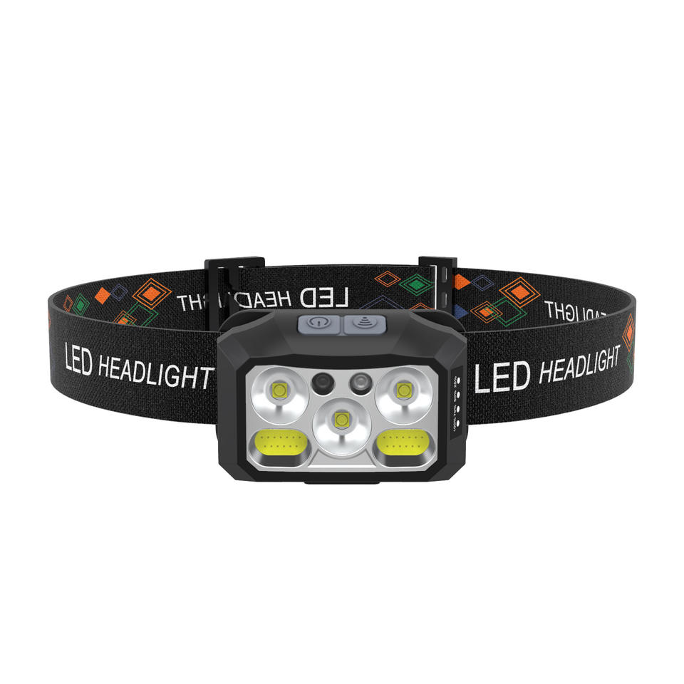 High Lumen LED Motion Sensor Headlamp Type c Rechargeable Head mounted ...