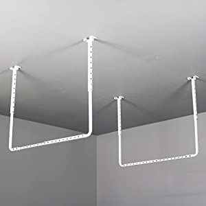 Adjustable Garage Ceiling Mounted Storage Rack Kit Metal Iron Durable ...
