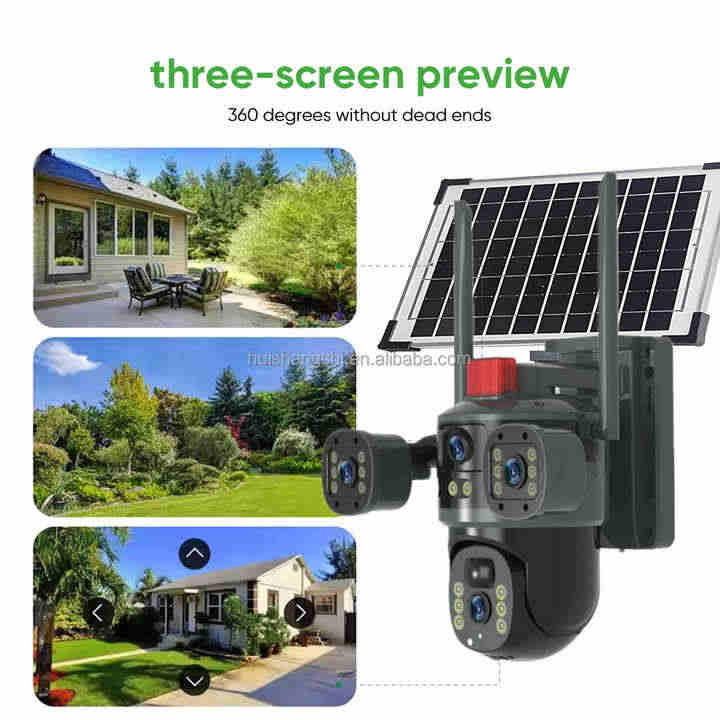 V380pro 12MP 4G Sim Card 4lens 3screens Solar Security Camera