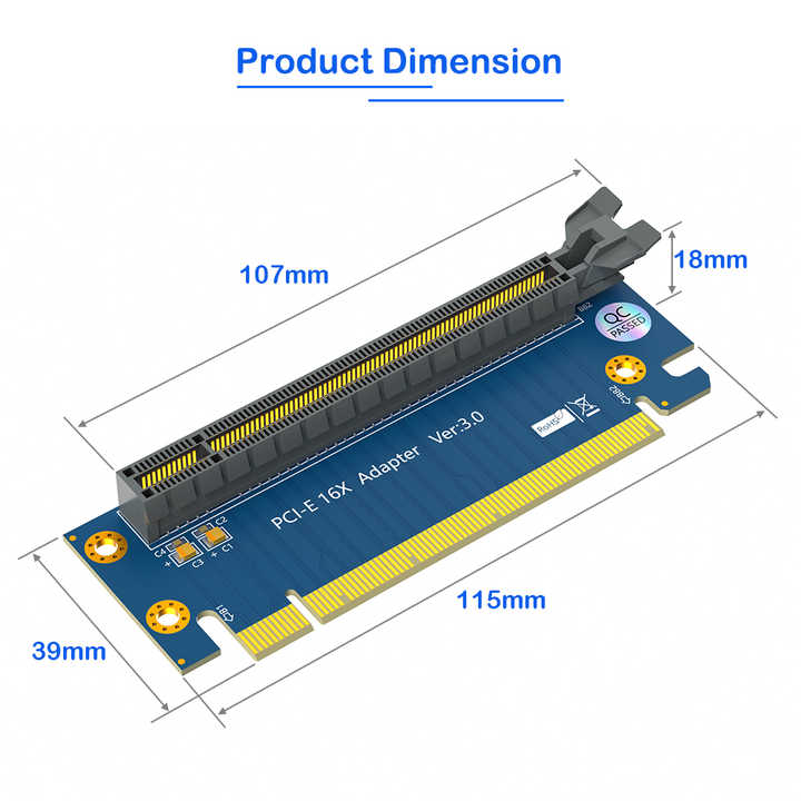 PCI Express 3.0 X16 Riser Card Extender 16X Male Female 90 Degree Slot ...