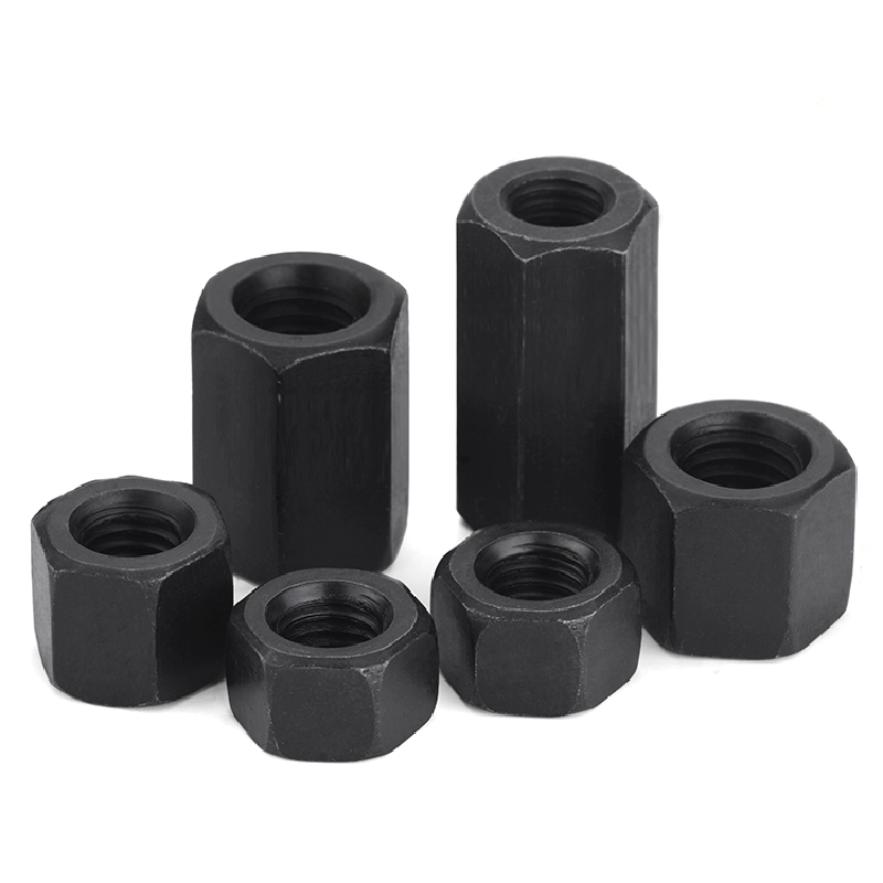 40pcs Threaded Rods Nuts Black Oxide Extended Hexagon Hex Coupling Nuts ...