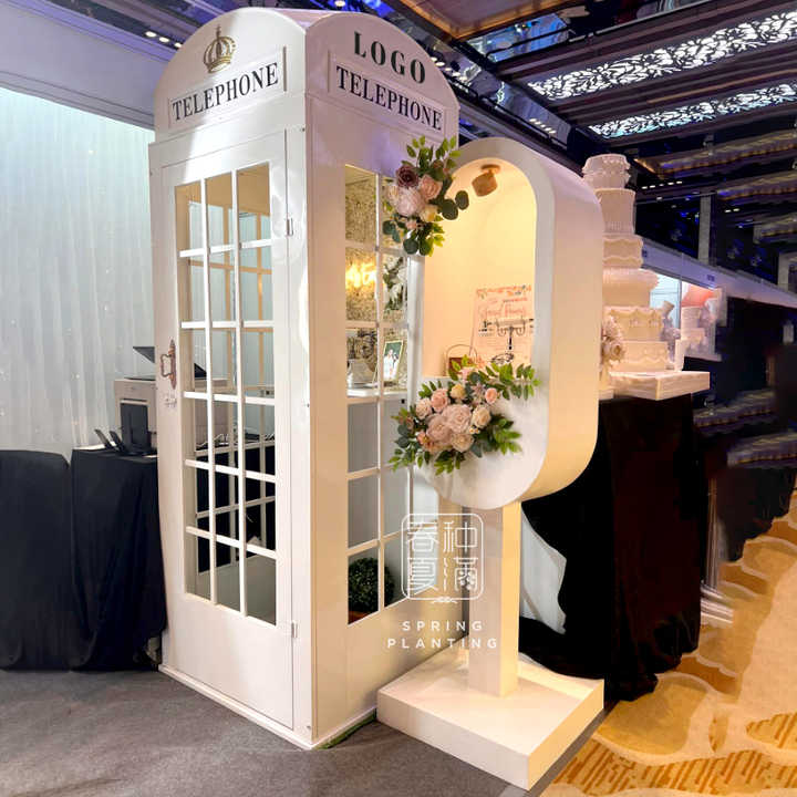 White Phone Booth for Wedding Decor Handmade Iron Crafts Hotel Mall ...