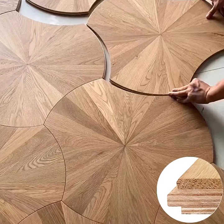 Shaped Wood Grain Solid Wood Flooring - Lotus Leaf Parquet