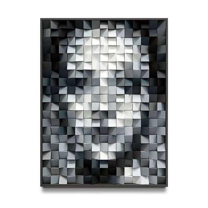 Handmade 3D Wood Block Painting - Modern Minimalist Decor