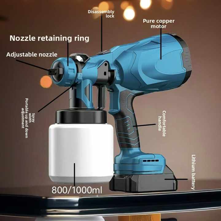 21V Lithium Sprayer Gun Wireless Spray Machine Electric Woodworking ...