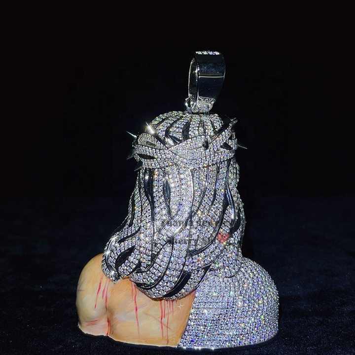 Buss down Rapper Jewelry - Iced Out Enamel 3D Jesus Pendant