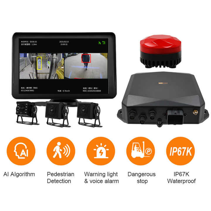 AI Camera Forklift Proximity Detector AHD Image Sensor Dual Screen ...