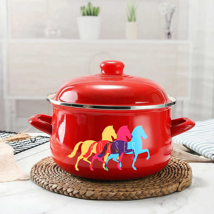 Enameled Cooking Classic Cast Iron Cooking Pot Set with Floral Simmer ...