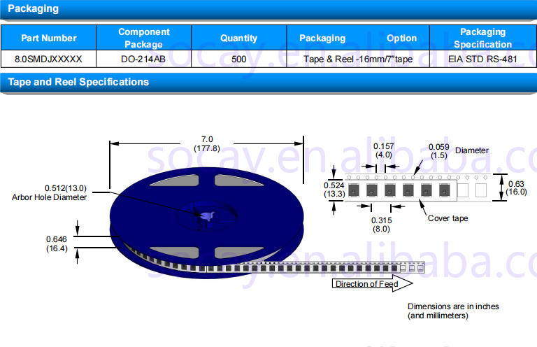 Factory 8000W 85V TV Diodes with DO-214AB/SMC Products from Shenzhen ...