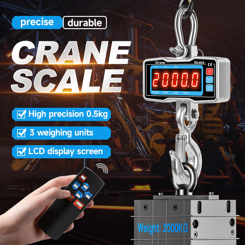 Industrial 2 Ton Digital Electronic Crane Scale 2000kg Hook Weigher ...