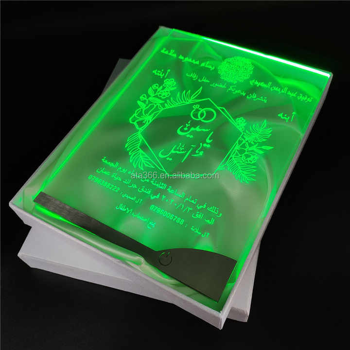 1 Luxury LED Invitation Card Custom Unique Acrylic Light Wedding Card ...