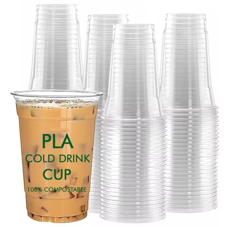 Compostable Disposable PLA Eco Plastic Cups Clear Beverage Coffee Cups ...