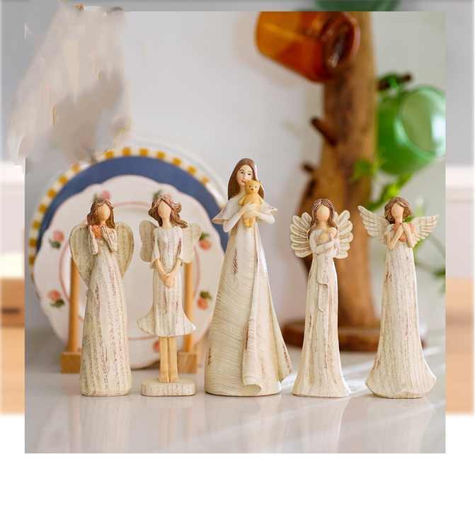 Vintage Resin Status Crafts Guardian Fairy Angels Statue Handmade ...