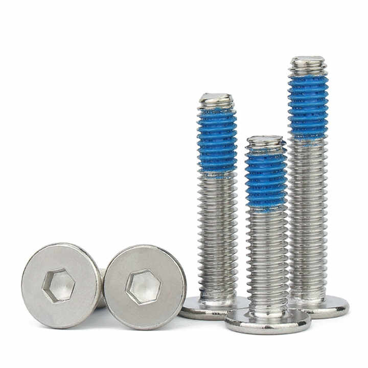 304 Stainless Steel Flat Head Hex Screws with Blue Thread Locking M2 M2 ...