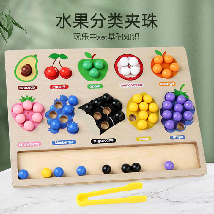 NEW 2024 Montessori Wooden Fun Fruit Color-aware Matching Toy Children ...