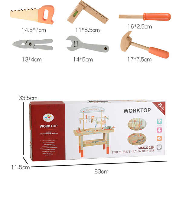 Kids Pretend Play Tool Wooden Workbench With Rich Tools Set Accessories ...