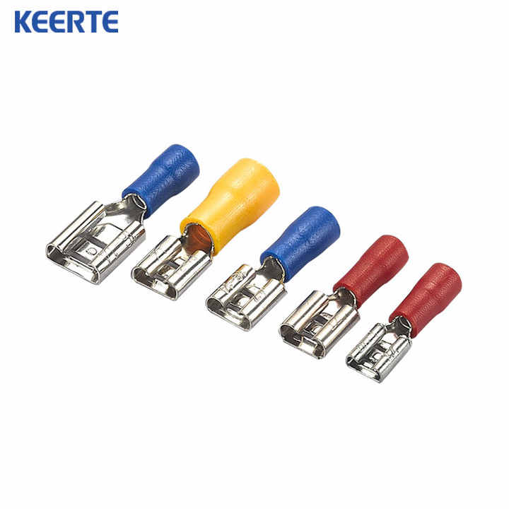 Pre-Insulated Spade Female Crimp Cable Terminals 16-14AWG Brass Lug for ...