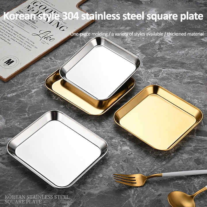 FTS Serving Tray Korean Food Rectangular 304 Stainless Steel Barbecue ...