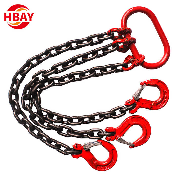 ANYUE Adjustable G80 G100 Lifting Slings Set Alloy Steel 4 Legged Lifting Chain Sling With Hooks ...