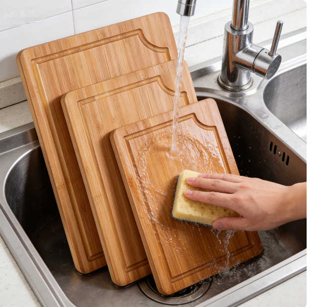 Dark Bamboo Rectangle Chopping Block Premium Cutting Board Set for ...