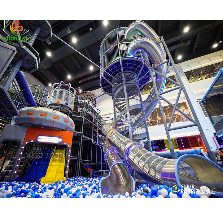 Customized Kids Indoor Playground - Zip Line & Trampolines