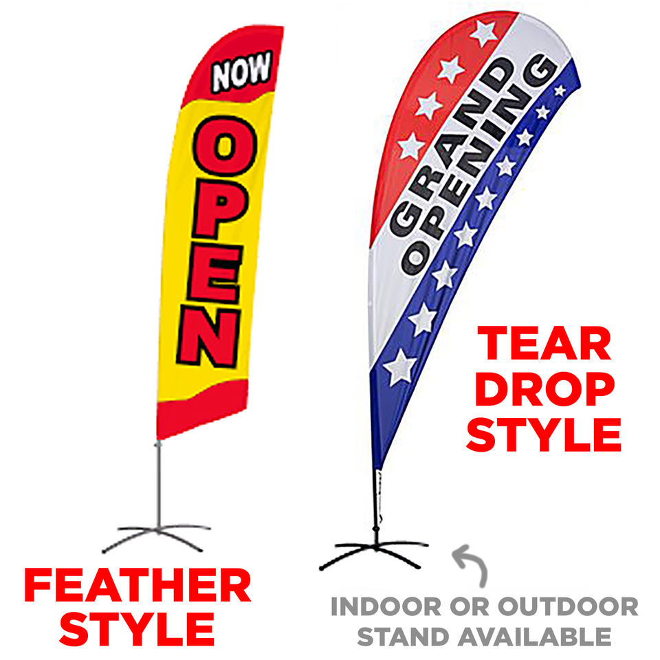 Now Open Feather Flag Now Open Teardrop Flag for Retailer Shops Stores ...