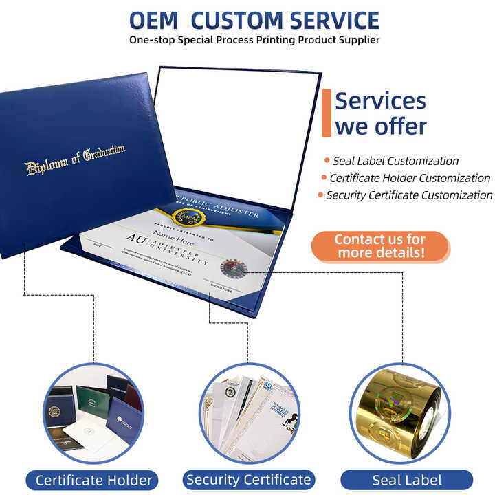 Custom A4 File Red Velvet Certificate Holder - Premium Gold Border