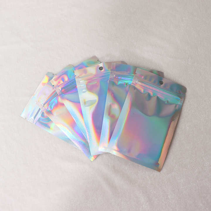 Clear Hologram Zipper Bags Laser Custom Plastic Zip Lock Mylar ...