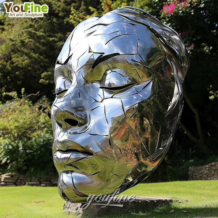 Outdoor Garden Decor Abstract Metal Art Stainless Steel Human Face ...