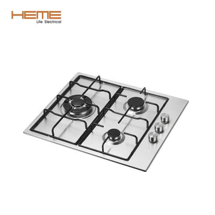 3 Burner Stainless Steel Top Gas Stove - Efficient Cooking