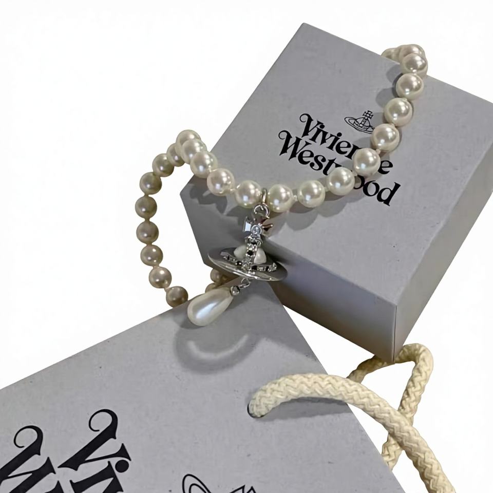 High Version Cartoon Tungsten Pearl Drop Necklace 5-6mm Light Luxury ...