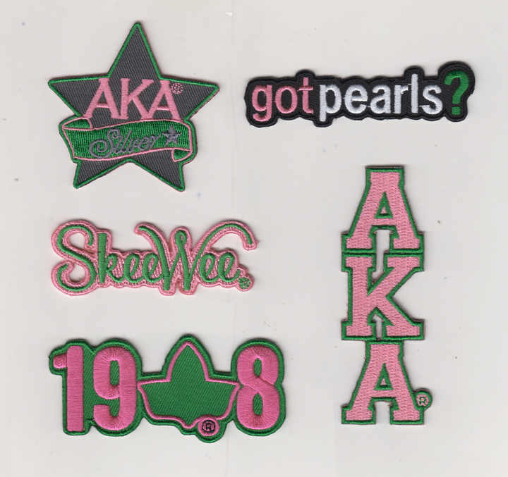 Custom Alpha Kappa Alpha Embroidered Patches Iron-On Pink Green ...