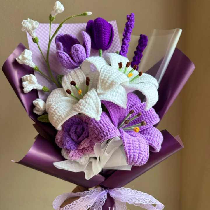 Mother's Day Valentine's Day Gift Creative Rose Flower Handwoven Woolen ...