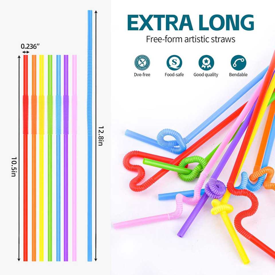 Custom logo Colorful Plastic Drinking Straws Disposable Straws Bendy ...